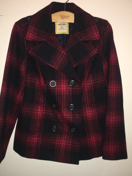 Old Navy | Jackets & Coats | Old Navy Peacoat Dark Navy Blue And Red ...